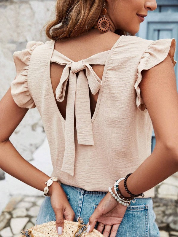 Tie back ruffle blouse — E2G World